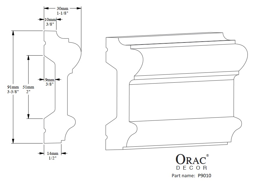 ORAC МОЛДИНГ 93x30x2000 артикул P9010 | Бомонд