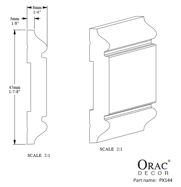 ORAC МОЛДИНГ 47x8x2000 артикул PX144 | Бомонд