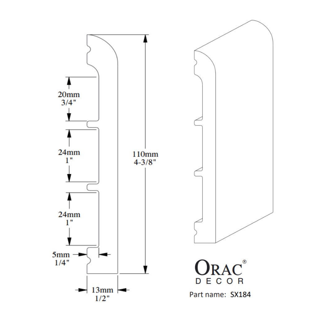 ORAC FLEX ПЛИНТУС 13х110х2000 артикул SX184F | Бомонд